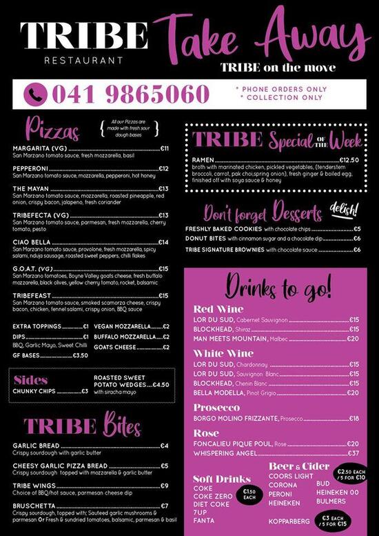 Menu at TRIBE Restaurant Duleek, Duleek