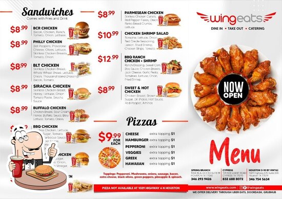 Menu at Wing Eats restaurant, Houston, Blalock Rd Suite M