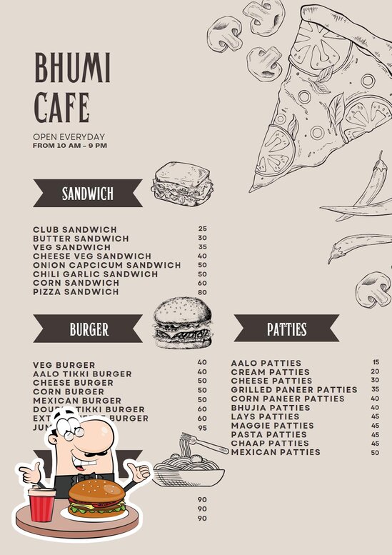 Menu at Bhumi Cafe, Thanesar