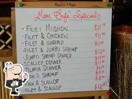 Menu at Mon Cafe Japan, Conway