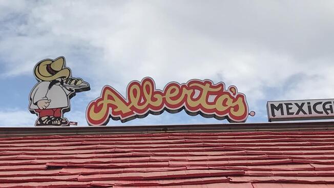 Menu at Alberto's Taco Shop restaurant, Escondido