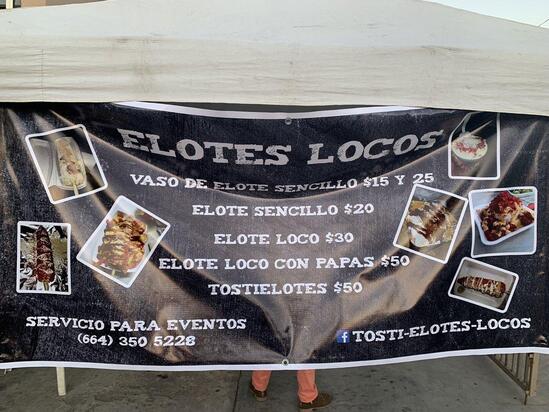 Carta de Elotes Locos, Tijuana, Albino García 2671 Col. Guerrero