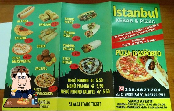 Menu at Istanbul Pizza & Kebab restaurant, Venice