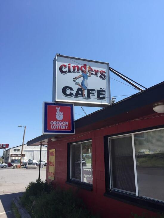Menu at Cinders Cafe, USA