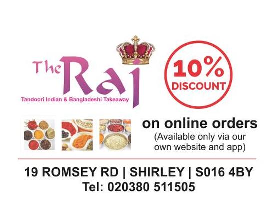 Menu at The Raj restaurant, Southampton