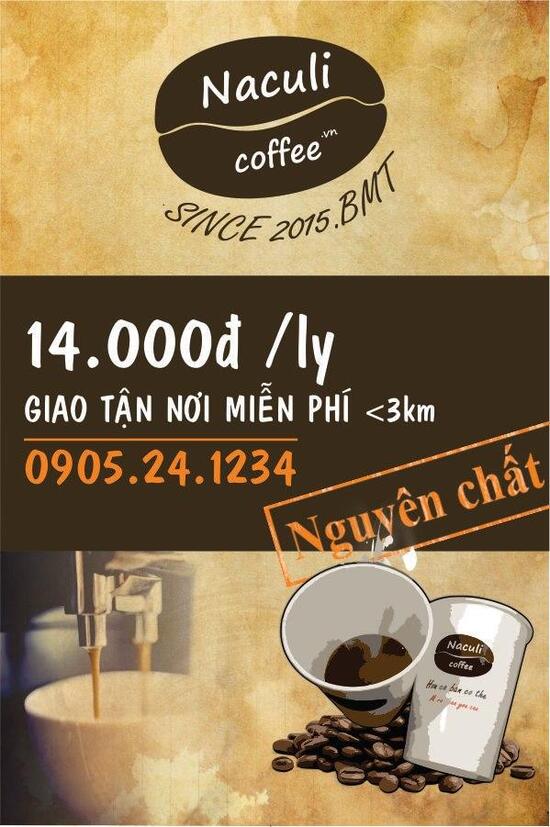 Menu at Naculi coffee cafe, Buon Ma Thuot