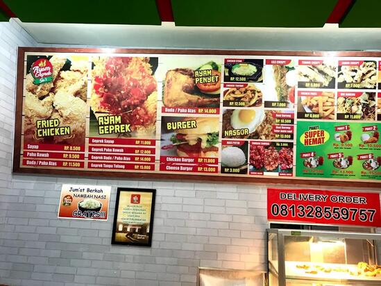 Menu at Ayam Geprek Sa'i Batu 1 restaurant, Batu