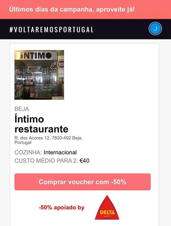 Menu em Íntimo restaurante, Beja