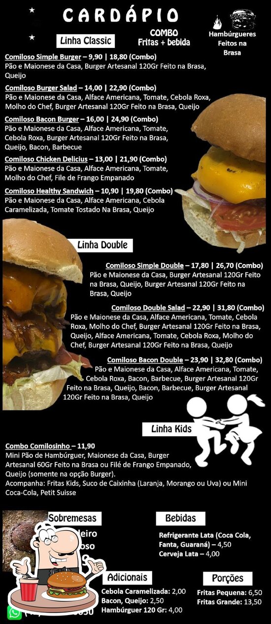 Menu at Comiloso Burger Cia restaurant, Almirante Tamandaré