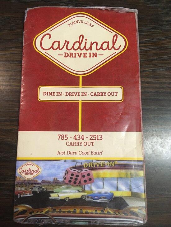 Menu at Cardinal Drive In restaurant, Plainville