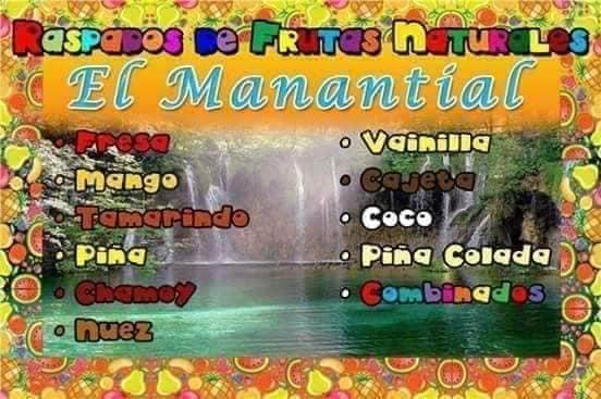 Menu at Raspas de frutas naturales El Manantial, Nuevo Laredo