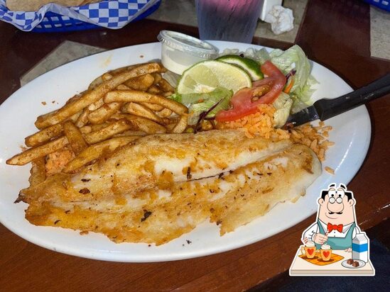 Menu at Mariscos El Marinero restaurant, San Antonio, McCullough Ave