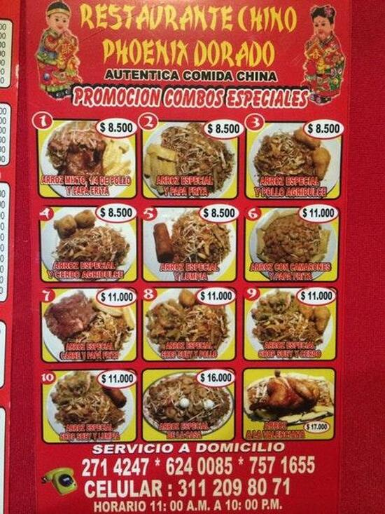 Menu at RESTAURANTE CHINO PHOENIX DORADO, Bogotá