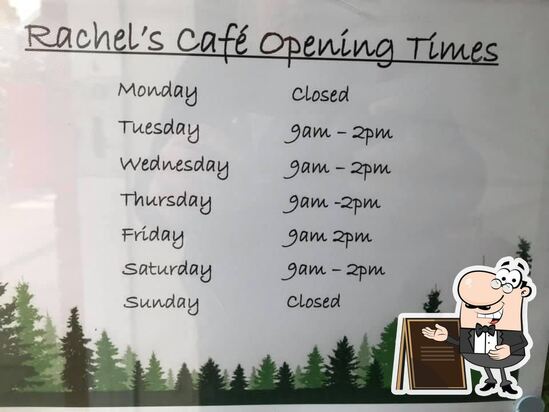 Menu at Rachel's Cafe, Wellington, 3