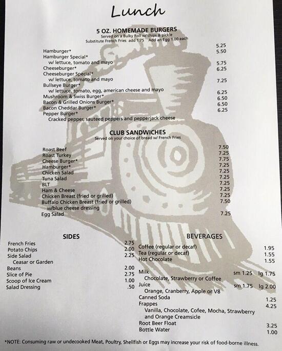 Menu at Trackside Cafe, Exeter