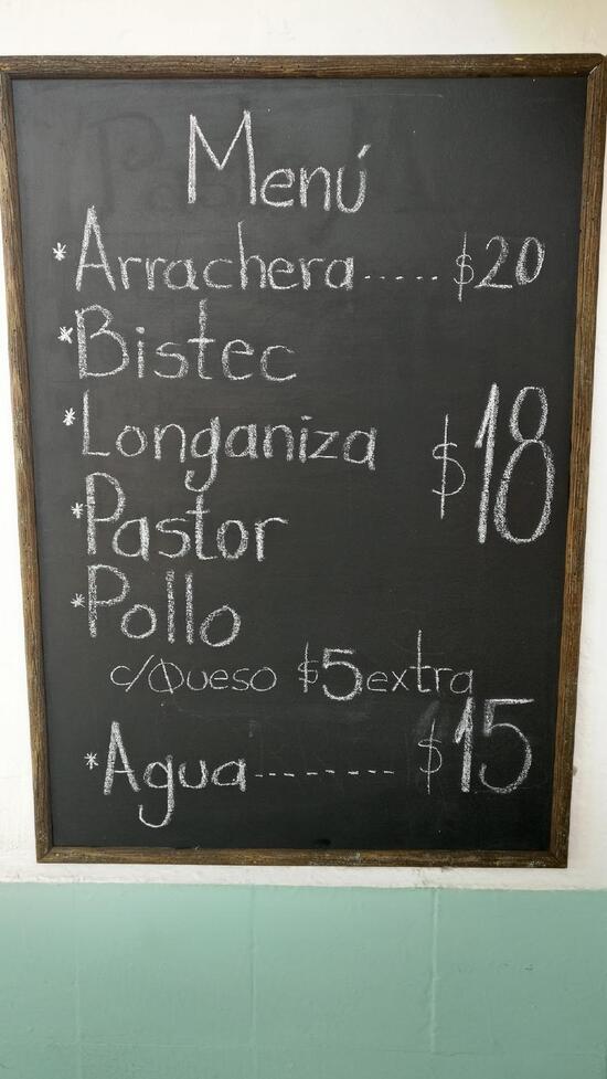Menu at Don Taco y su Parrilla, Mexico