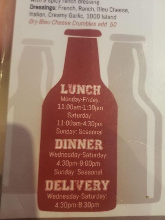 Menu at Jake's Pour House pub & bar, LaSalle
