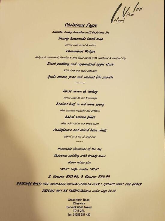 Menu at The Island View pub & bar, Ancroft