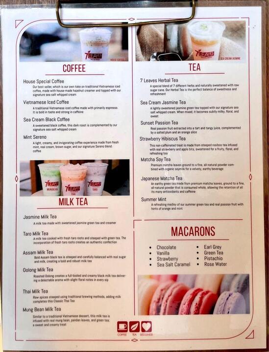 Menu at 7 Leaves Cafe, Torrance