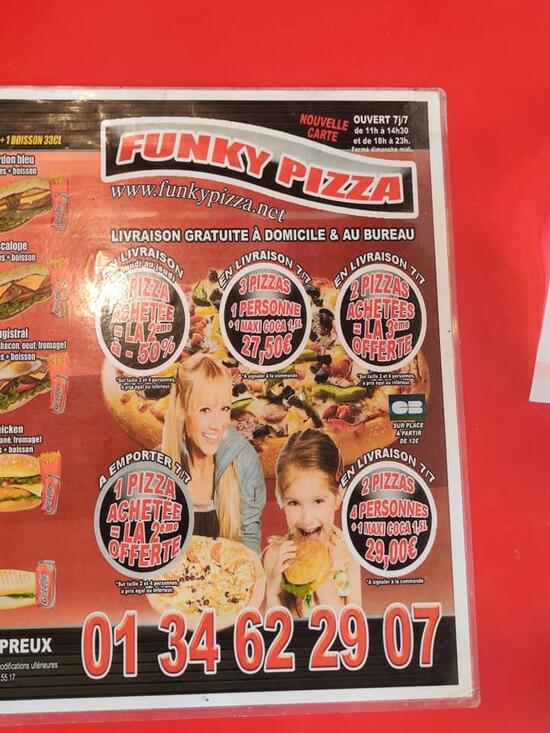 Menu at Funky Pizza pizzeria, Villepreux
