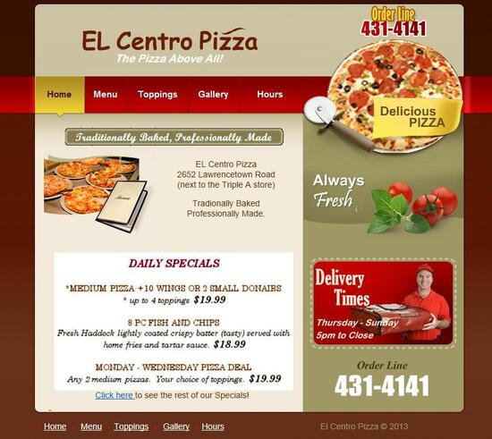 Menu at El Centro Pizza pizzeria, Lawrencetown, 363 Caldwell Rd