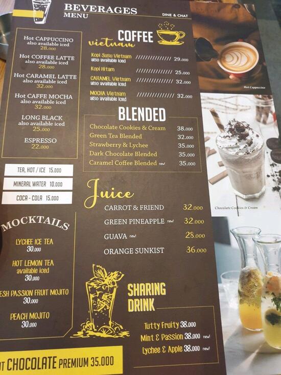 Menu at Dine And Chat restaurant, Bengkulu, 57P9+VCP