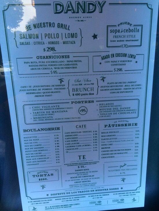 Menu at Dandy Acassuso restaurant, Acassuso