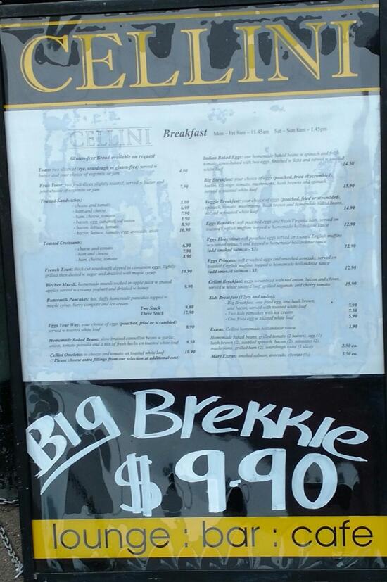 Menu at Red Olive restaurant, Heidelberg