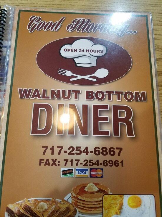 Menu at Walnut Bottom Diner restaurant, Carlisle