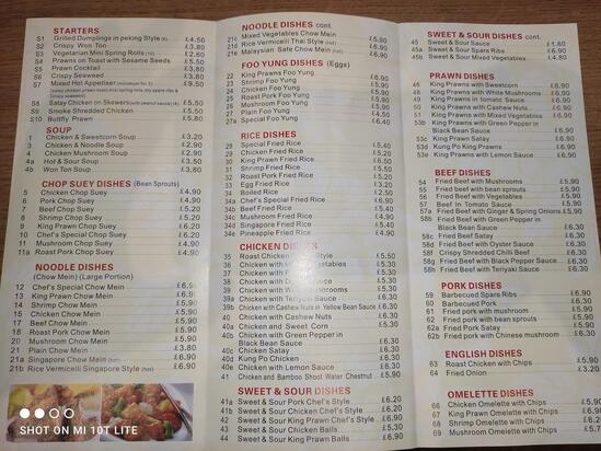 Menu at China kitchen fast food, Bordon