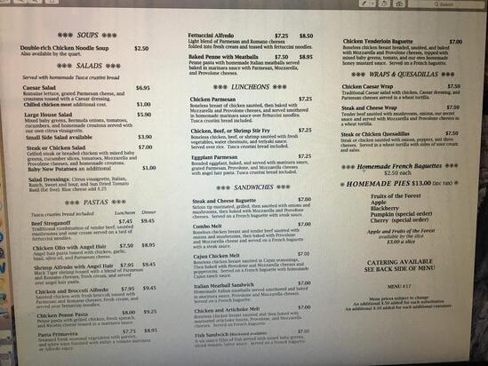 Menu at Eric's Gourmet restaurant, New Brighton