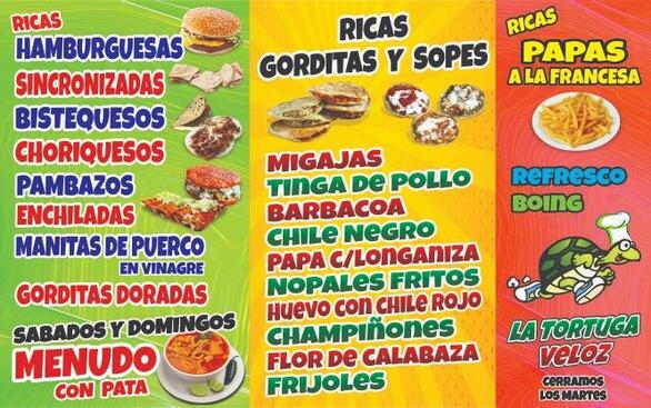 Carta del restaurante LA TORTUGA VELOZ, Tequisquiapan