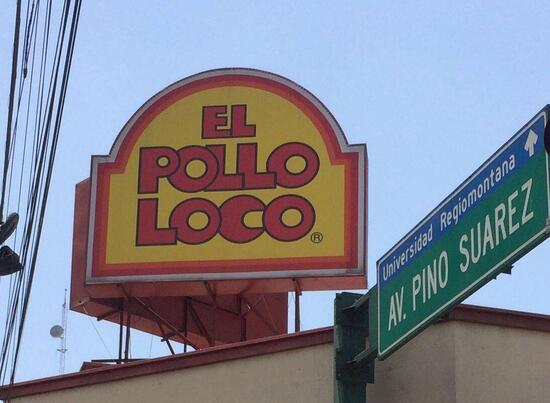 Menu at El Pollo Loco restaurant, Monterrey, sur y