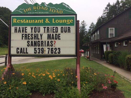 Menu at The Road Toad pub & bar, USA