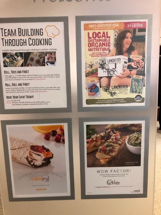 Menu at Vanguard-Morgan Galley cafeteria, Malvern