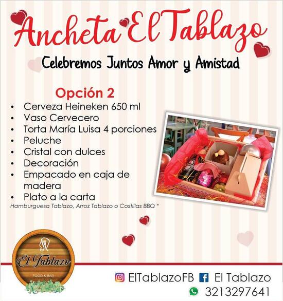 Carta del restaurante El Tablazo, Ibagué, Cl. 10a #3-09