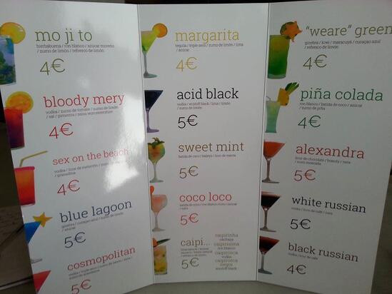 Menu at Cafetería Picasso, Puçol