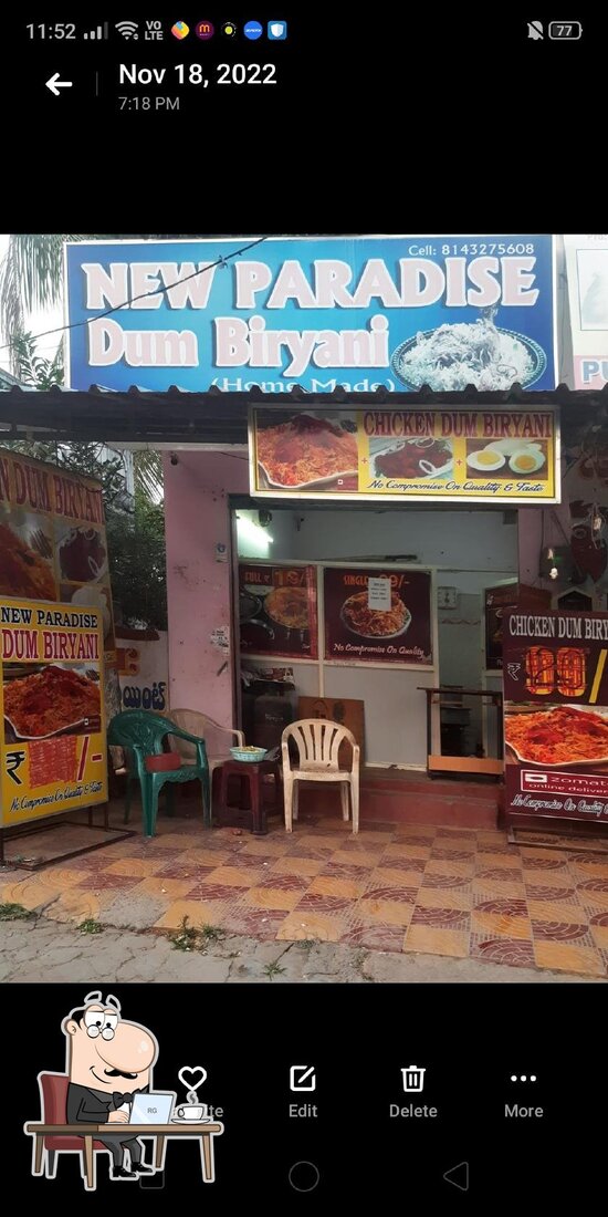Menu at new paradise dum biryani, Hyderabad