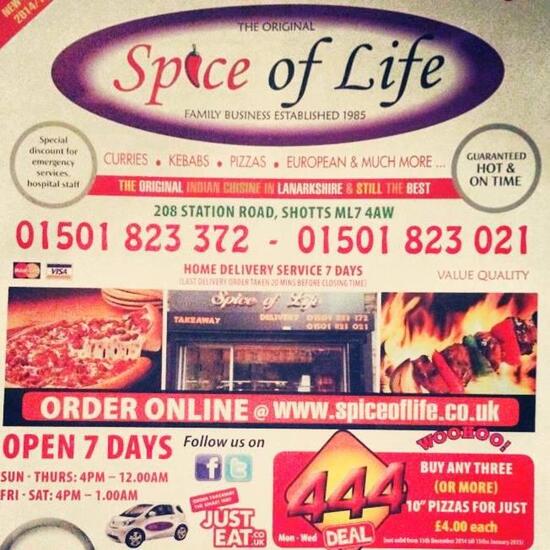 Menu at Spice Of Life fast food, Shotts