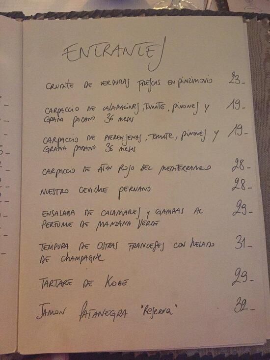 Menu at Can Carlos restaurant, Sant Francesc Xavier, Carrer d'Isidor ...