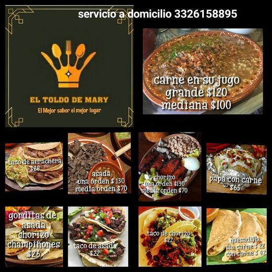 Menu at El Toldo de Marisol restaurant, Tlajomulco de Zúñiga
