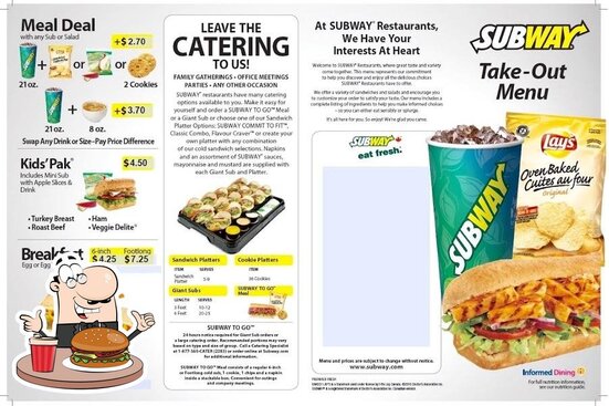 Comida rápida Subway, Montréal, 9067 Bd Maurice-Duplessis - Carta del ...