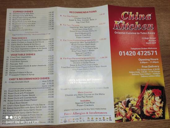 Menu at China kitchen fast food, Bordon