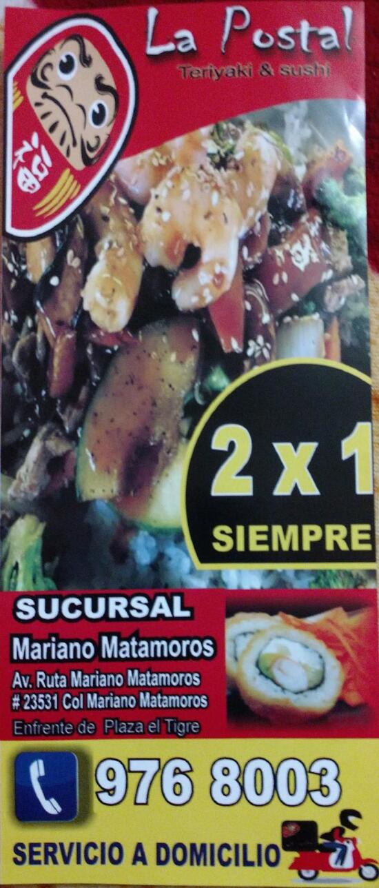 Carta del restaurante La Postal Teriyaki & Sushi Suc Mariano Matamoros ...