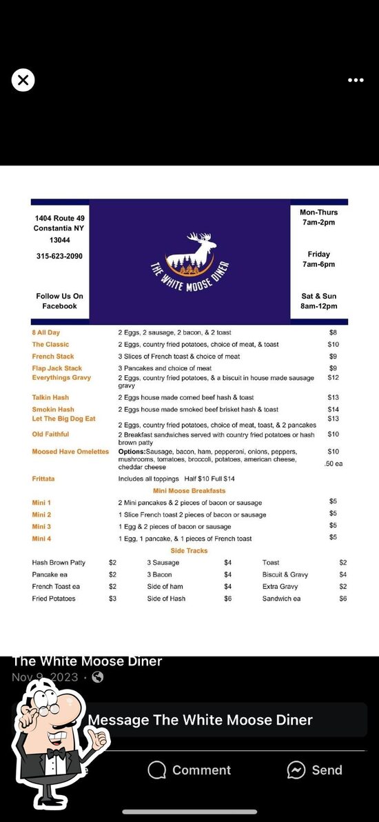 The White Moose Diner, Constantia - Restaurant menu, prices and reviews