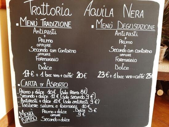 Menu da Trattoria Aquila Nera ristorante, Monterosso Grana