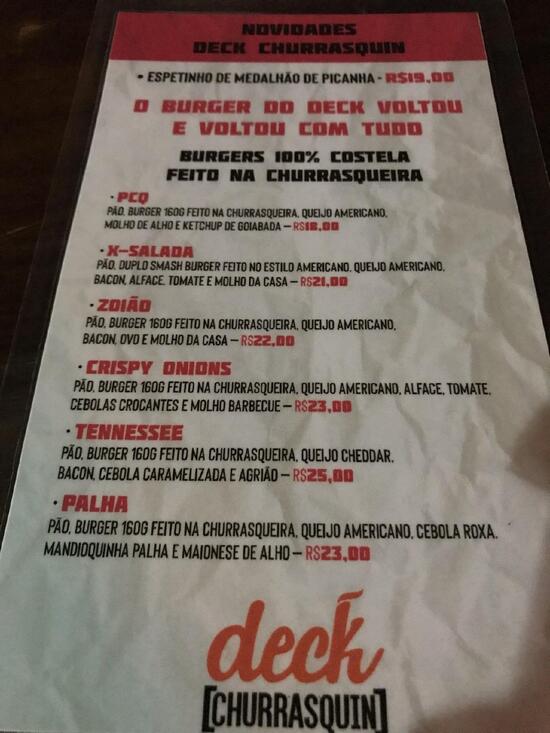 Menu em Deck ABC (Árabe, Burger e Churras) restaurante, Rio Branco