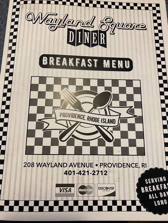 Menu at Wayland Square Diner restaurant, Providence