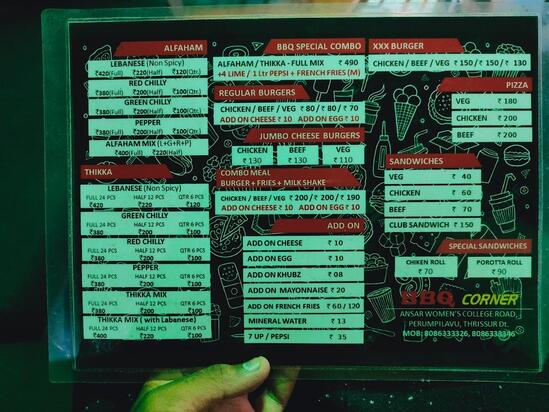 Menu at Buhari Manthi & Biriyani House, India