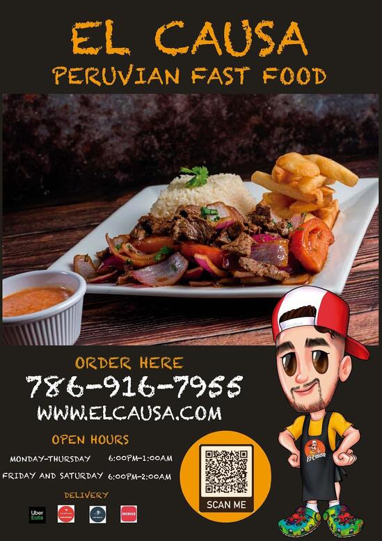 Carta de El Causa Peruvian Fast Food, Palmetto Bay